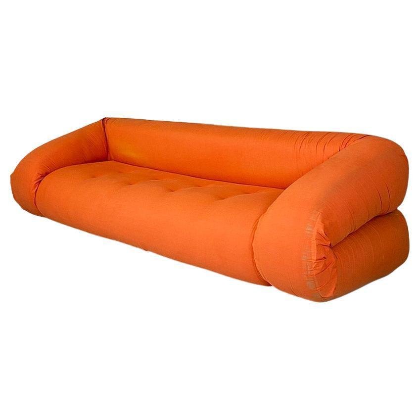 Modern Italian Orange Fabric Openable Sofa Bed, 1980s for sale at Pamono