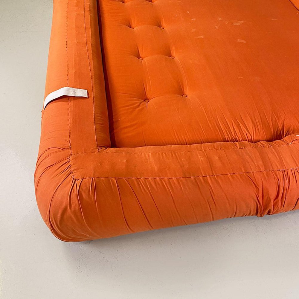Modern Italian Orange Fabric Openable Sofa Bed, 1980s for sale at Pamono
