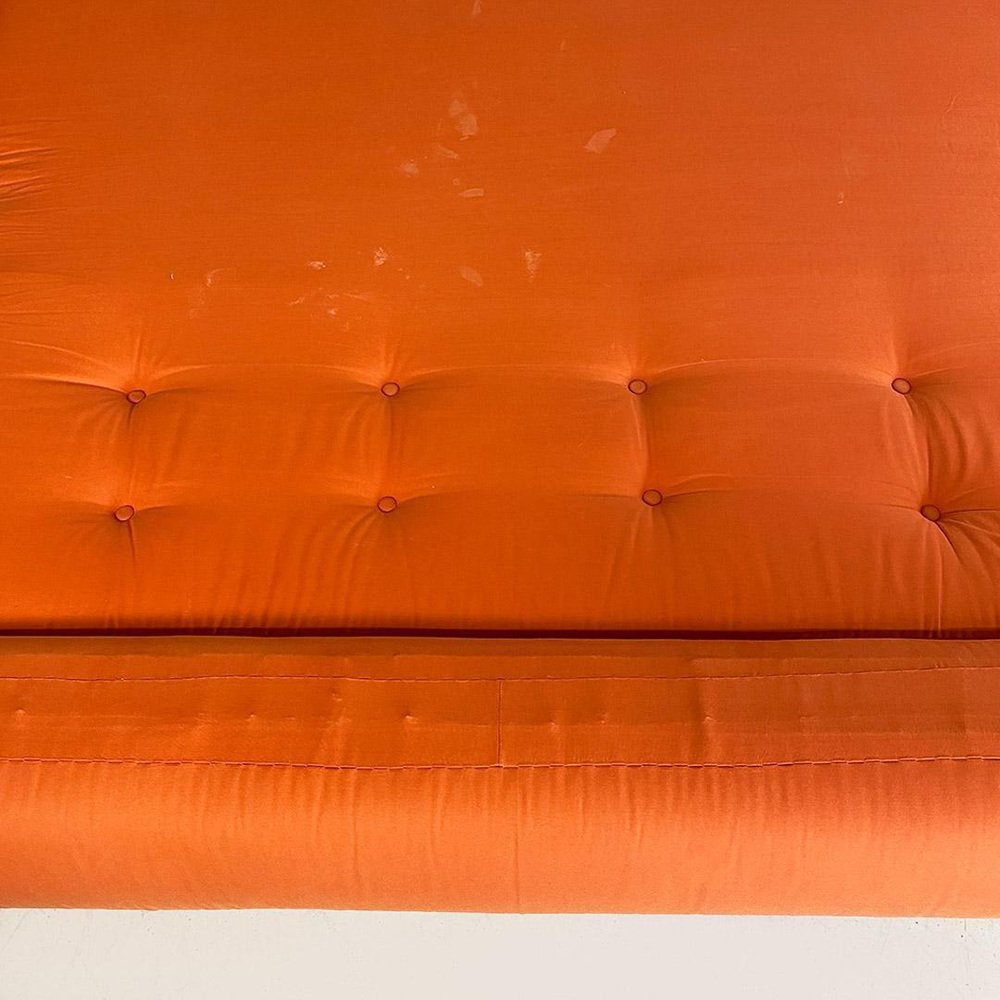 Modern Italian Orange Fabric Openable Sofa Bed, 1980s for sale at Pamono