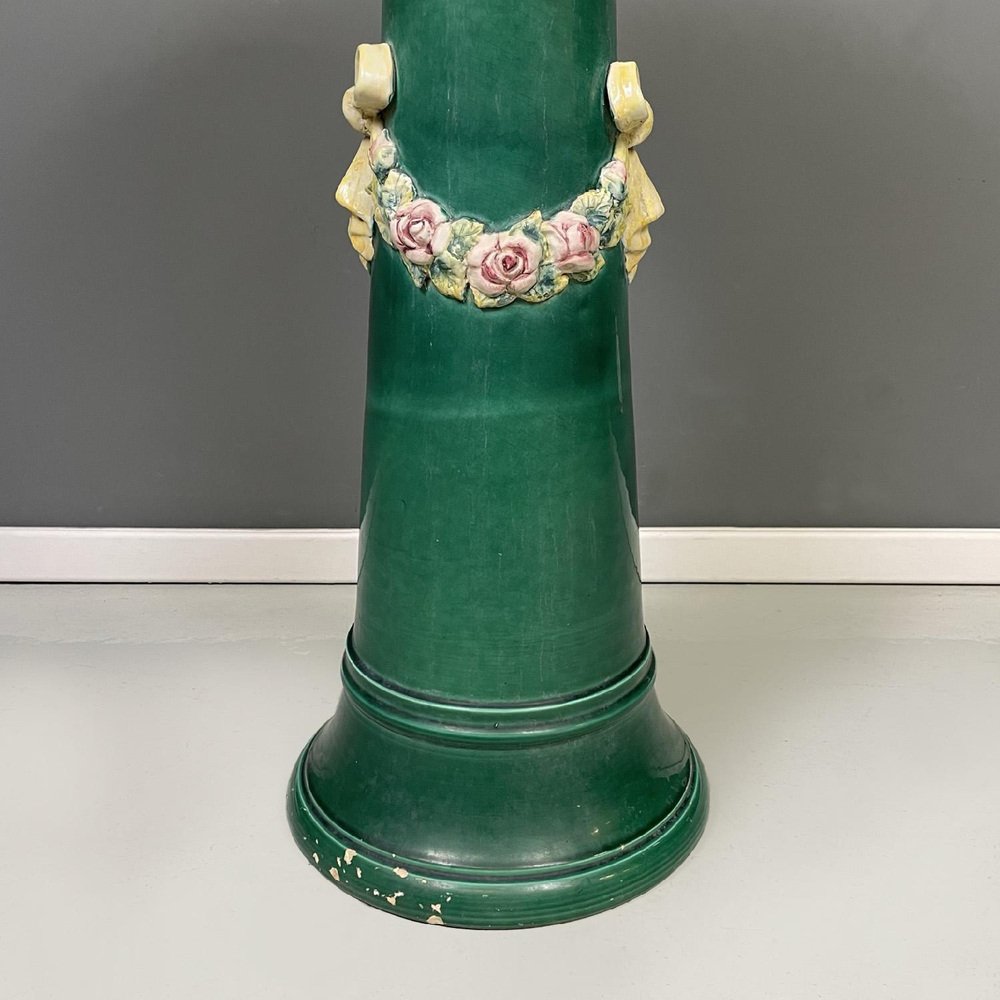Italian Imperial Style Green Ceramic Columns, 1930s, Set of 2 for sale ...
