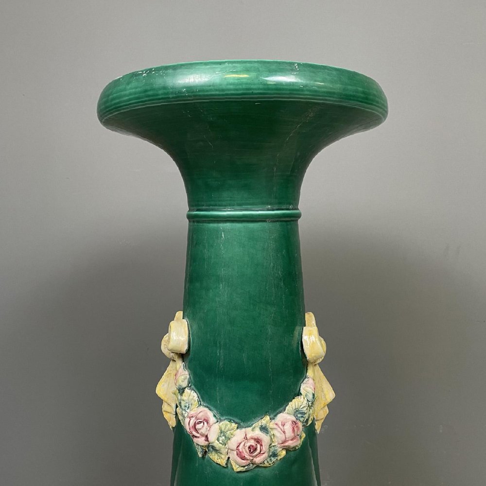 Italian Imperial Style Green Ceramic Columns, 1930s, Set of 2 for sale ...