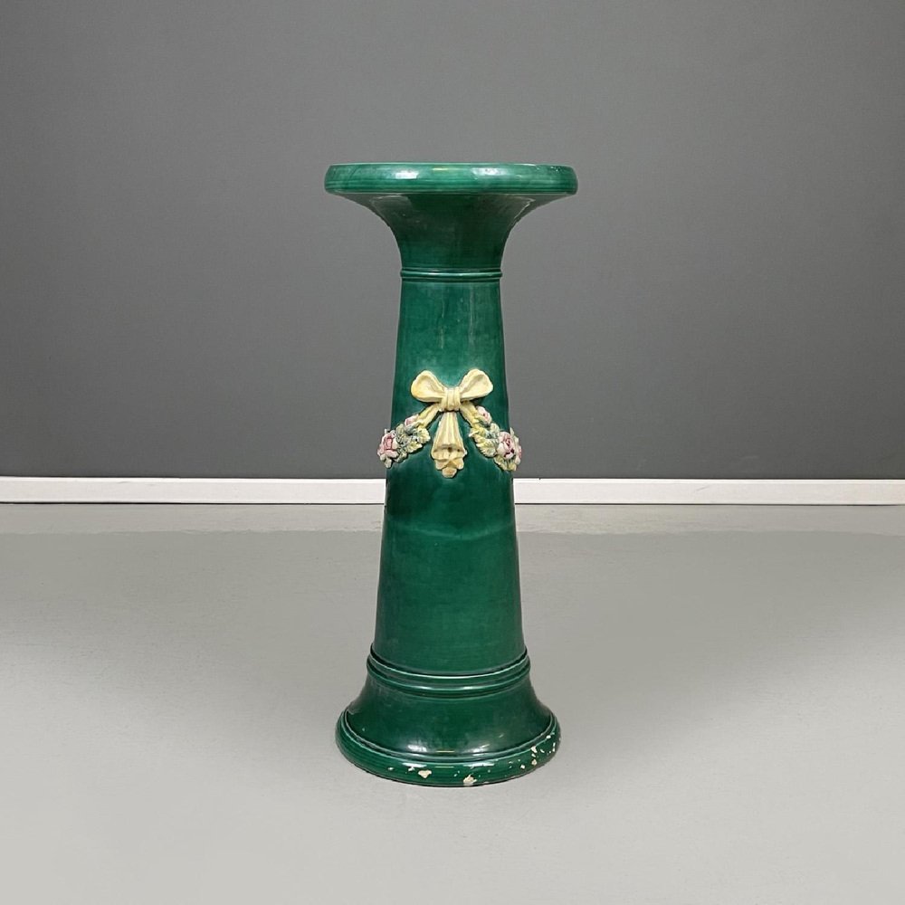 Italian Imperial Style Green Ceramic Columns, 1930s, Set of 2 for sale ...