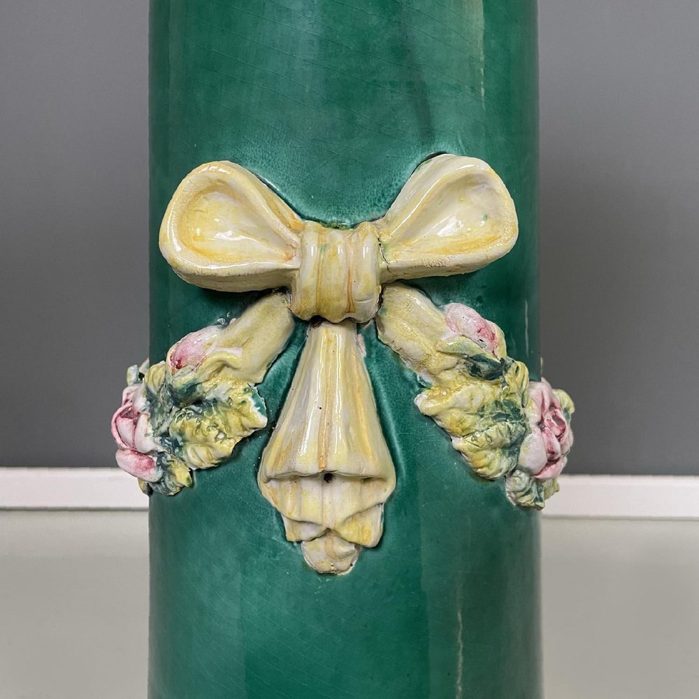 Italian Imperial Style Green Ceramic Columns, 1930s, Set of 2 for sale ...