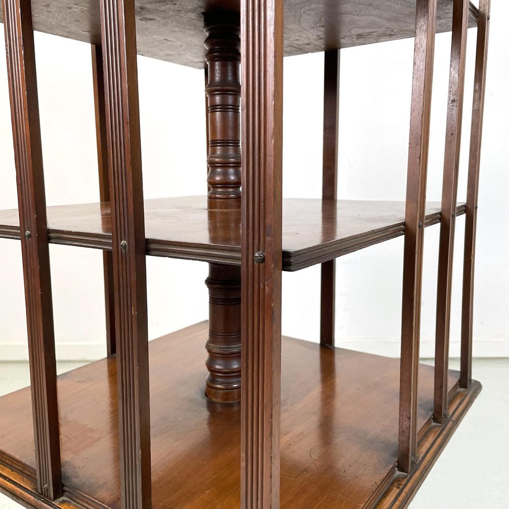 Vintage English Revolving Bookcase in Wood, 1920s for sale at Pamono
