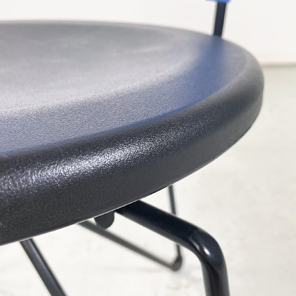 Modern Italian Black and Blue Chair Sofia attributed to Carlo Bartoli for Bonaldi, 1980s for ...