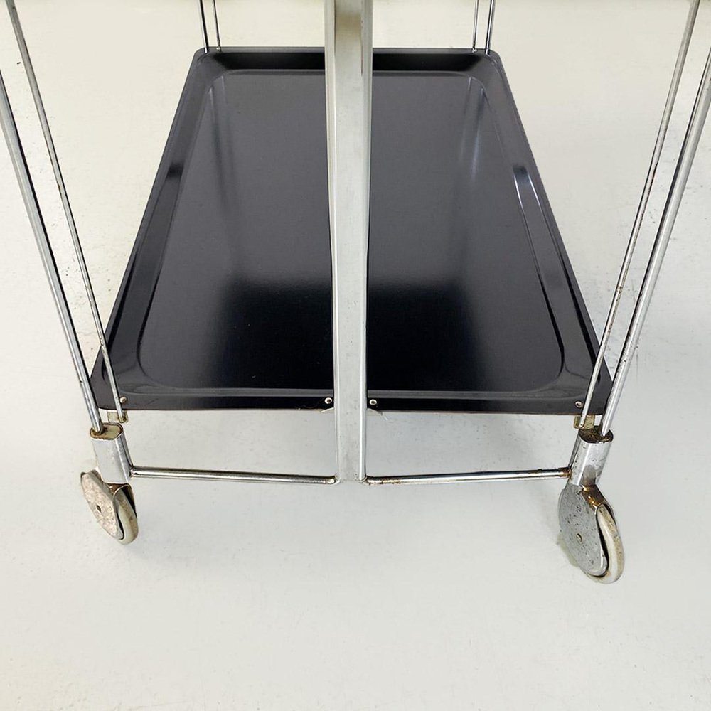 Mid-Century Modern Italian Metal and Black Plastic Food Trolley on ...