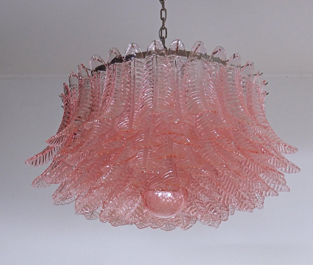 Italian Pink Glass Ceiling Light Chandeliers, Murano, 1990s, Set of 2 ...