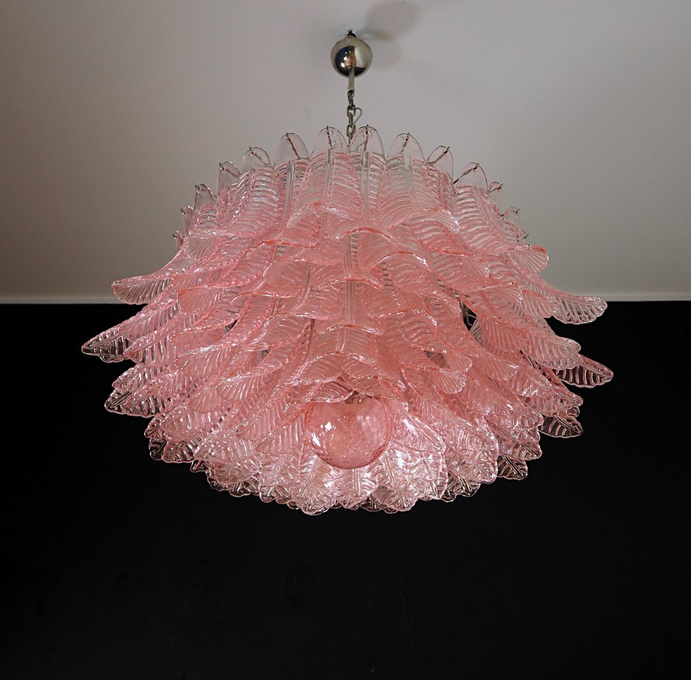 Italian Pink Glass Ceiling Light Chandeliers, Murano, 1990s, Set of 2 ...
