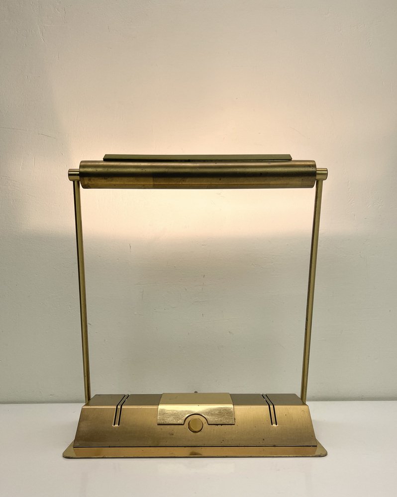 Vintage Brass Streamline Desk Lamp, 1970s for sale at Pamono