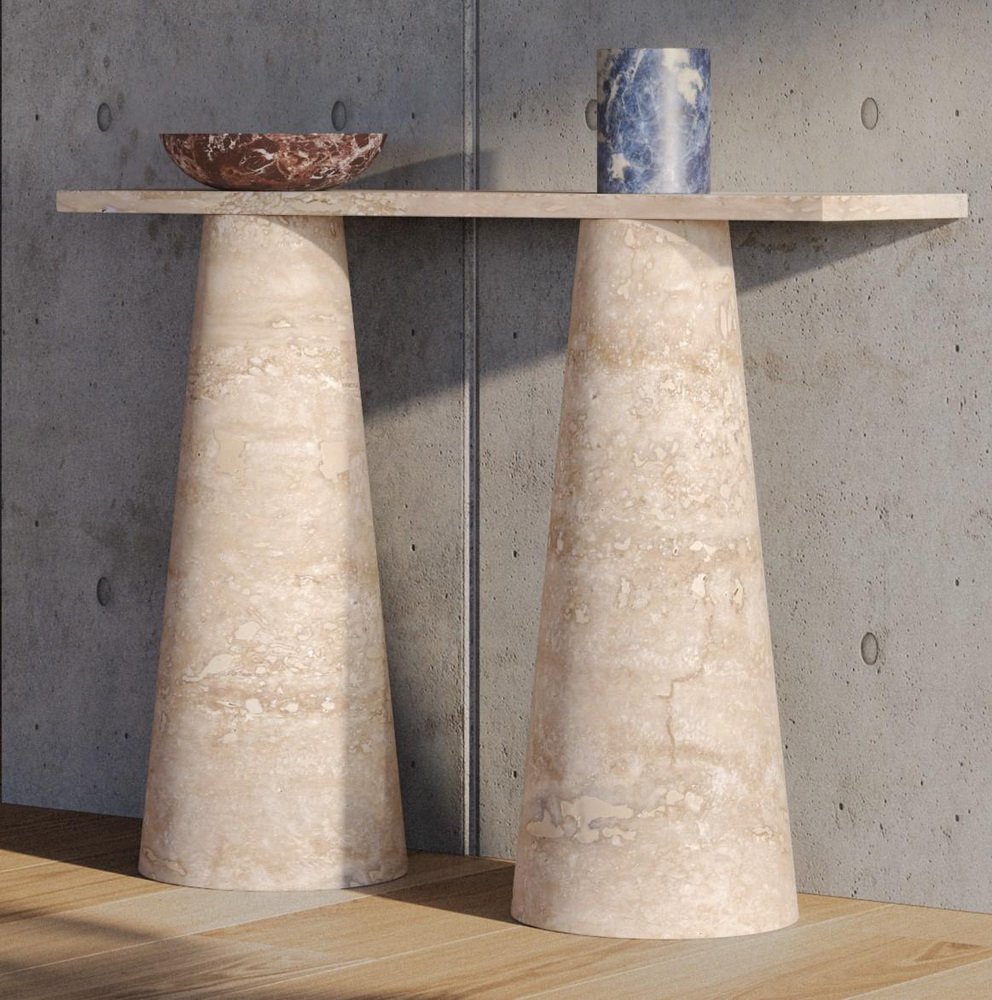 Travertino Inside Out Console Table by Karen Chekerdjian for sale at Pamono