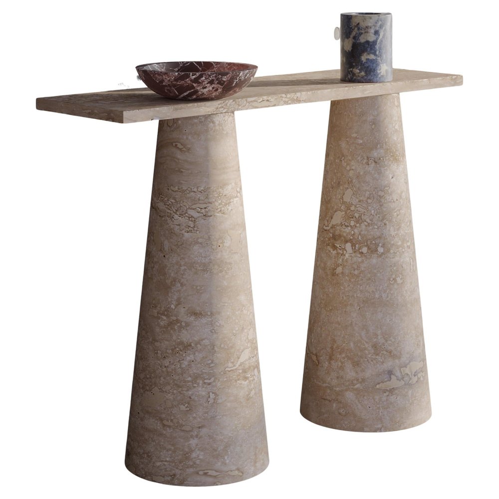 Travertino Inside Out Console Table by Karen Chekerdjian for sale at Pamono