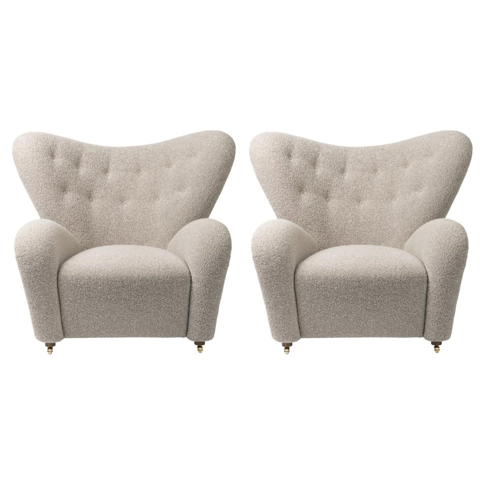 Set of Dark Beige Sahco Zero the Tired Man Lounge Chairs by Lassen for ...