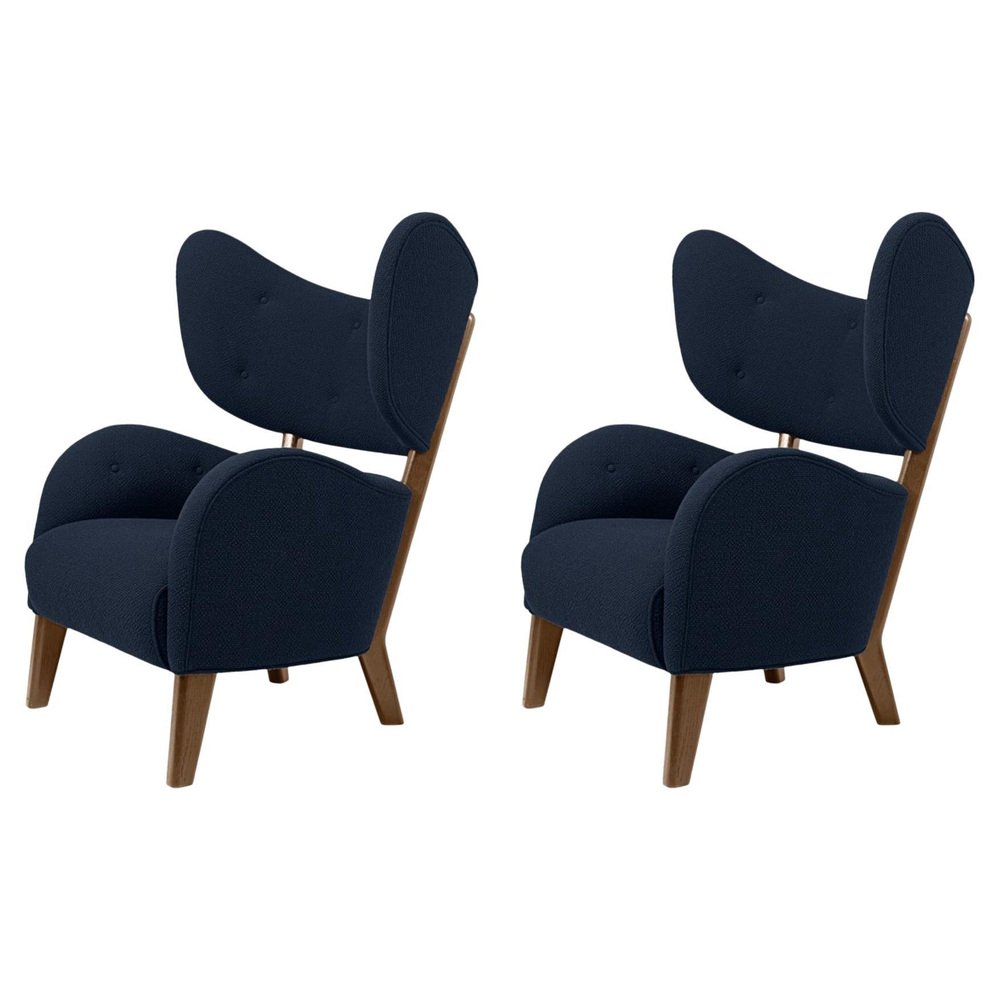 Set of Blue Sahco Zero Smoked Oak My Own Chair Lounge Chairs by Lassen ...