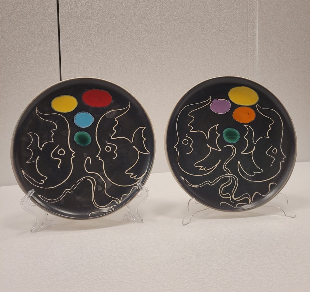 Keramik Geschirr von Vallauris, Frankreich, 1950er, 2er Set bei Pamono ...