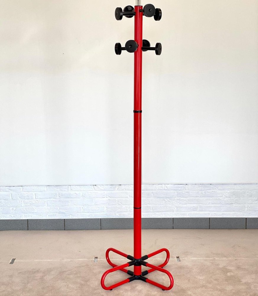 Vintage Red Metal Coat Rack, 1980s for sale at Pamono