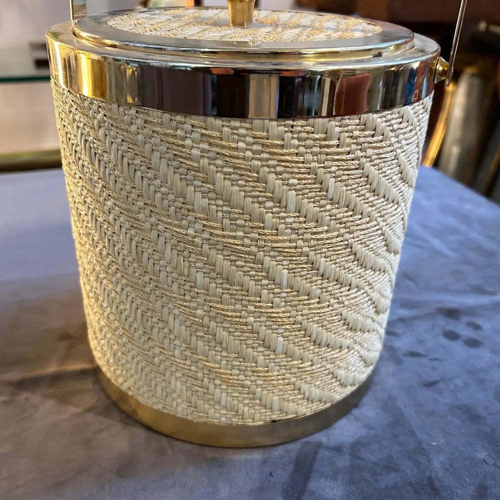 Mid-Century Modern Brass and Wicker Italian Ice Bucket, 1970s for sale ...