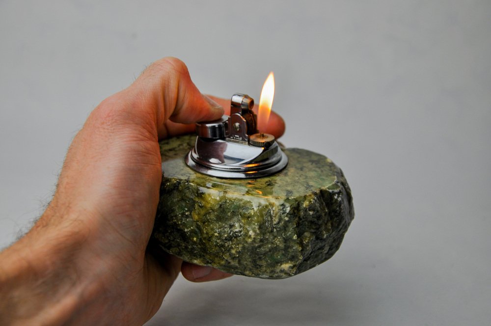 Green Alabaster Lighter attributed to Romano Bianchi, Italy, 1970s for ...