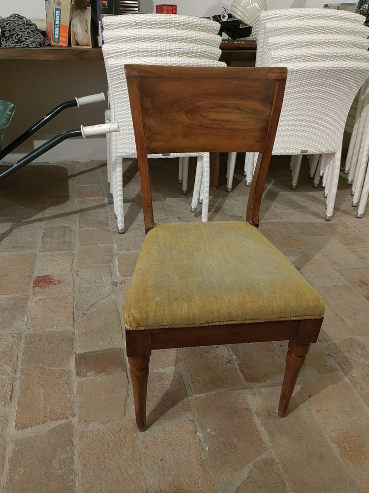 Round Walnut Table with Column Base with Six Chairs, Set of 7 for sale ...