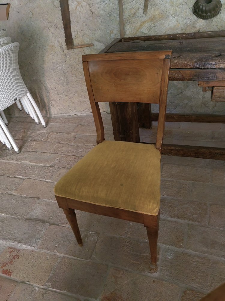 Round Walnut Table with Column Base with Six Chairs, Set of 7 for sale ...