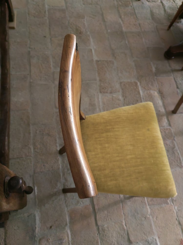 Round Walnut Table with Column Base with Six Chairs, Set of 7 for sale ...