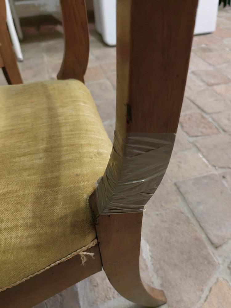 Round Walnut Table with Column Base with Six Chairs, Set of 7 for sale ...