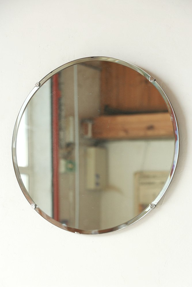 Round Beveled Mirror, 1950s for sale at Pamono