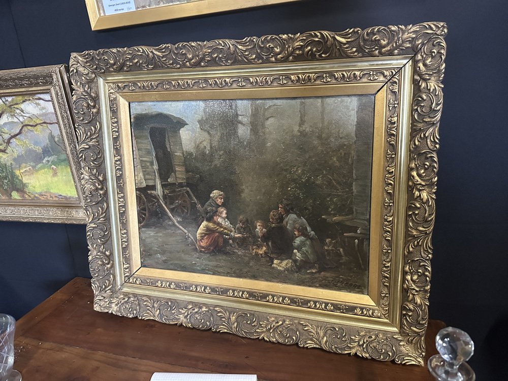 J Pierre, Family on the Edge of the Fire, 1800s, Oil on Canvas for sale ...