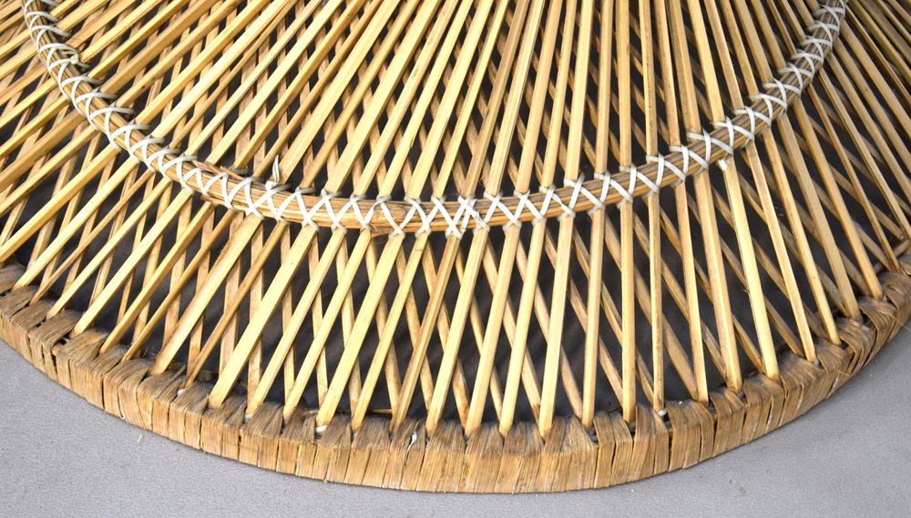 Straw and smoked glass coffee table, Italy, 1970s for sale at Pamono