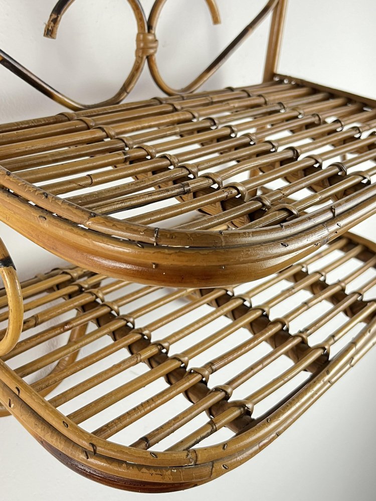 Vintage Two-Tier Bamboo Wall Unit, Italy, 1970s for sale at Pamono