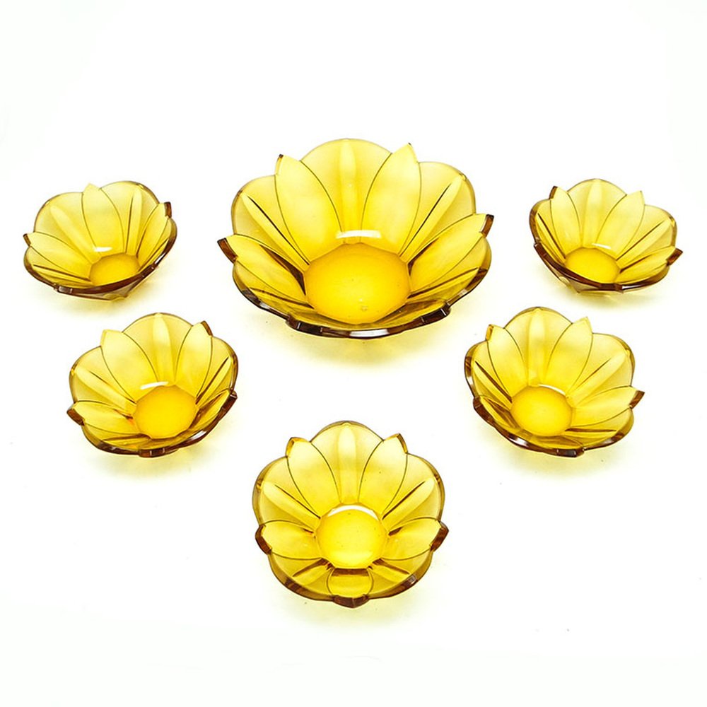 Art Deco Glass Bowls From Moser Former Czechoslovakia 1930s Set Of 7 For Sale At Pamono