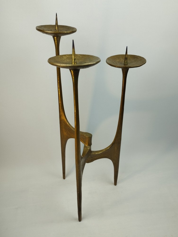 Large Brutalistic Floor Candlesticks in Bronze, 1960s for sale at Pamono