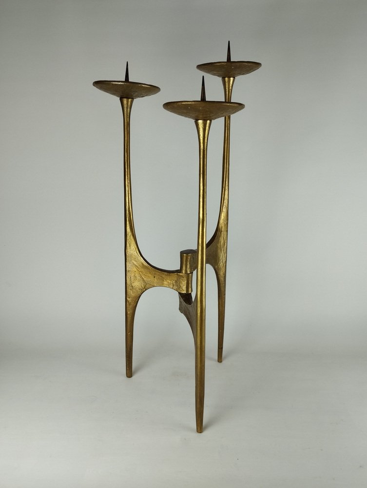 Large Brutalistic Floor Candlesticks in Bronze, 1960s for sale at Pamono