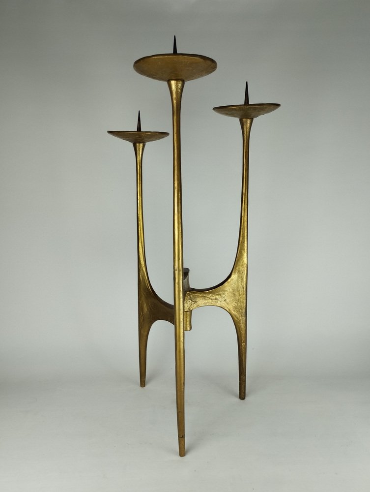 Large Brutalistic Floor Candlesticks in Bronze, 1960s for sale at Pamono