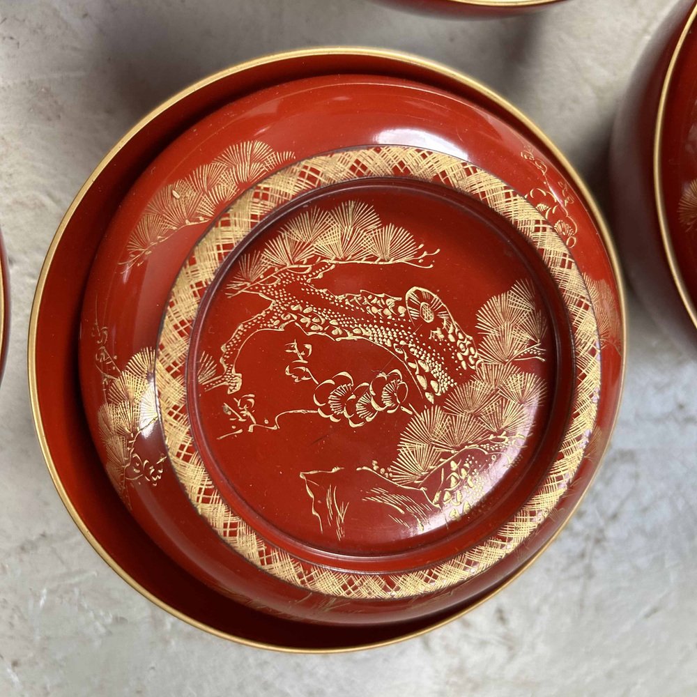 Taisho Era Shu-Nuri Ozen Dinner Set, Japan, 1920s, Set of 7 for sale at ...