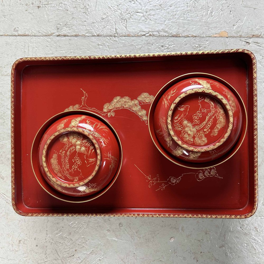 Taisho Era Shu-Nuri Ozen Dinner Set, Japan, 1920s, Set of 7 for sale at ...