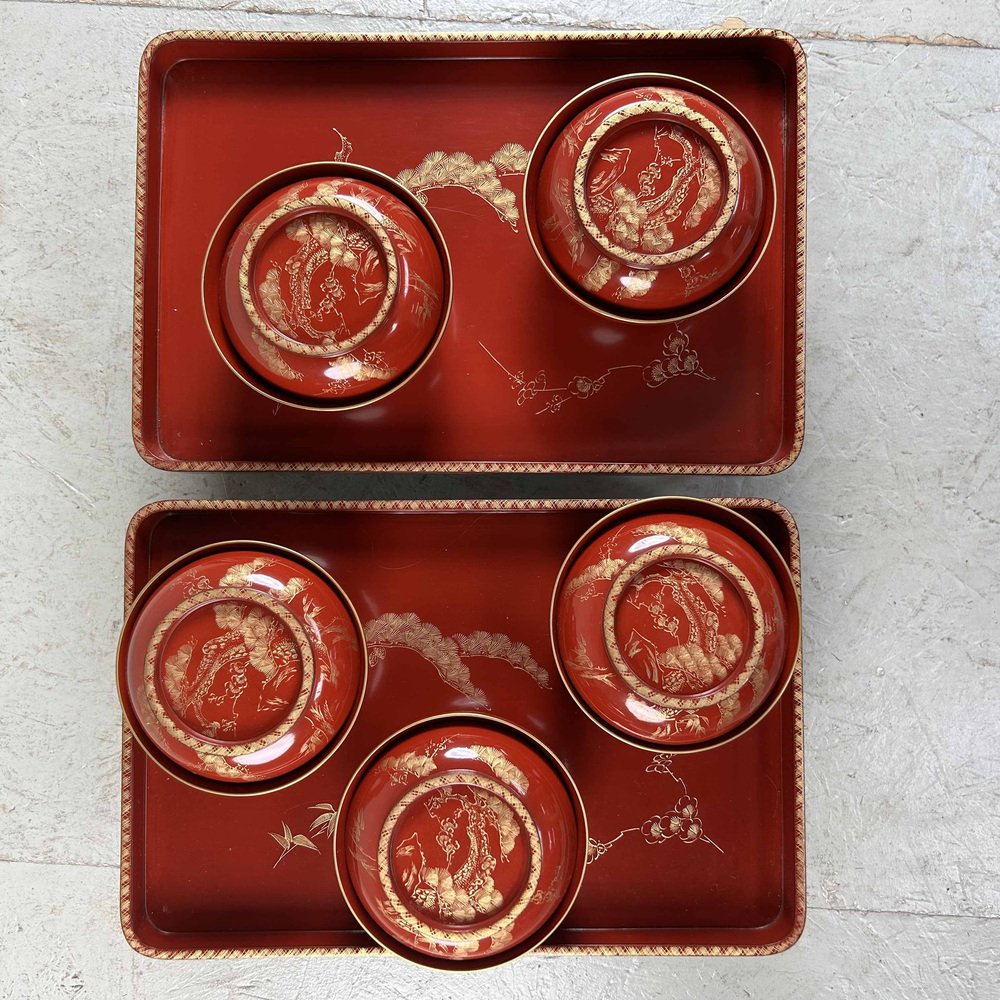 Taisho Era Shu-Nuri Ozen Dinner Set, Japan, 1920s, Set of 7 for sale at ...