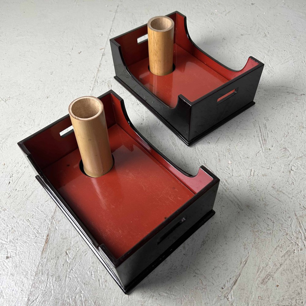 Early Shōwa Era Japanese Tabako Bon Smoking Tables, 1930s, Set of 2 for ...