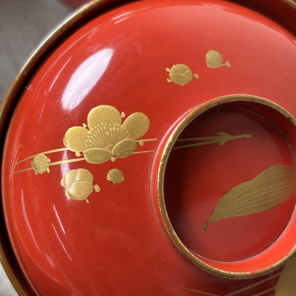 Scodelle per riso Urushi Maki-E, Giappone, anni '20, set di 9 in ...