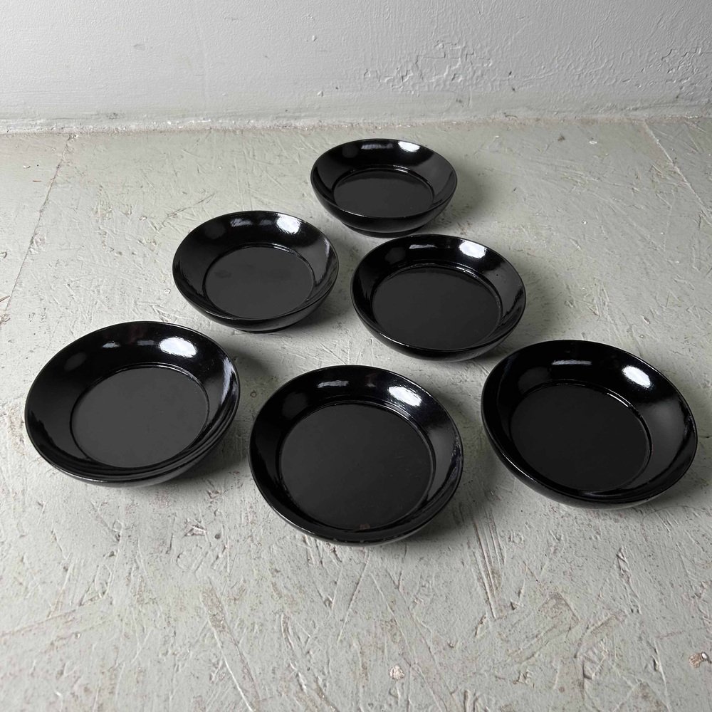 Meiji Era Japanese Utsuwa Lacquer Serving Plates, 1890s, Set of 6 for ...