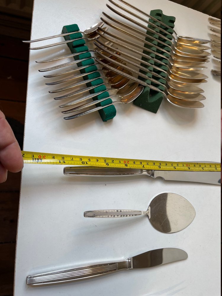 Danish Modern Silver-Plated Capri Cutlery for 12 by Kr. J. Andersen ...