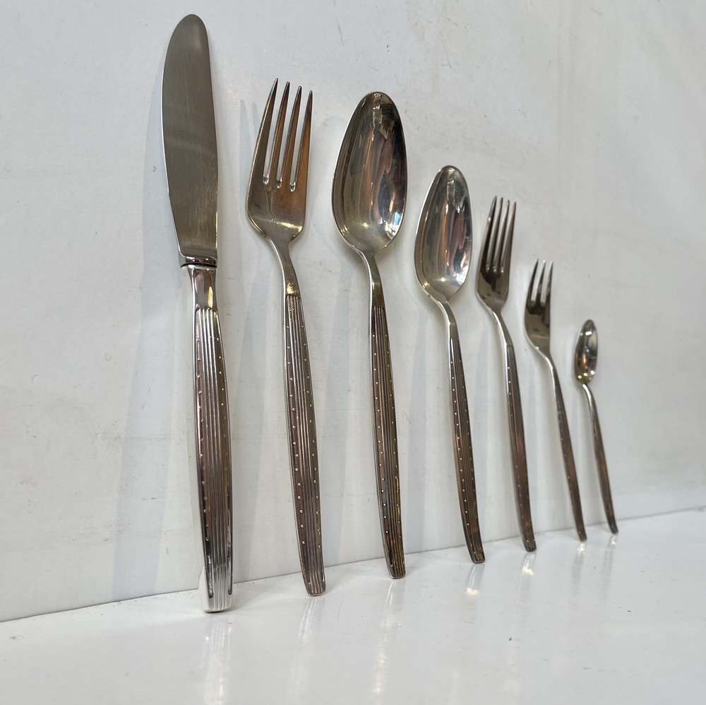 Danish Modern Silver-Plated Capri Cutlery for 12 by Kr. J. Andersen ...