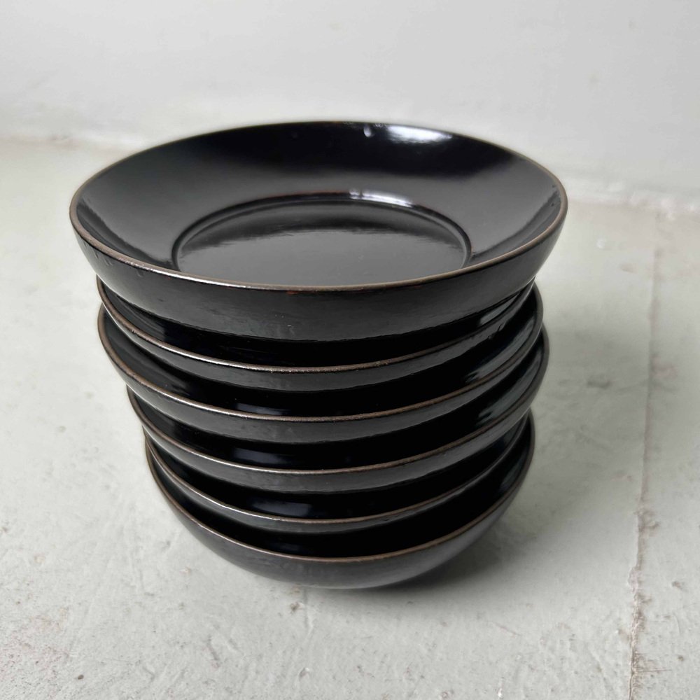 Japanese Meiji Era Utsuwa Plates in Lacquered Wood, 1890s, Set of 6 for ...