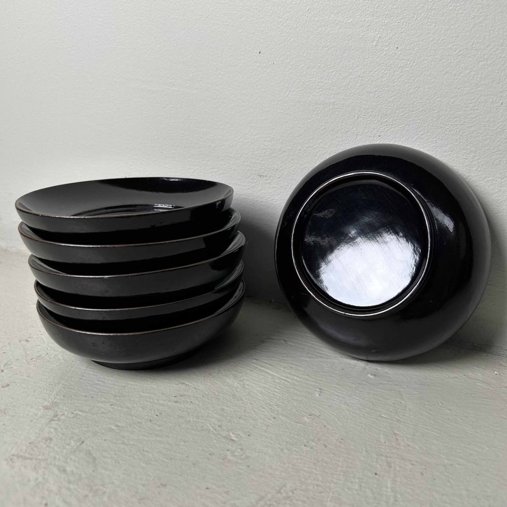 Japanese Meiji Era Utsuwa Plates in Lacquered Wood, 1890s, Set of 6 for ...