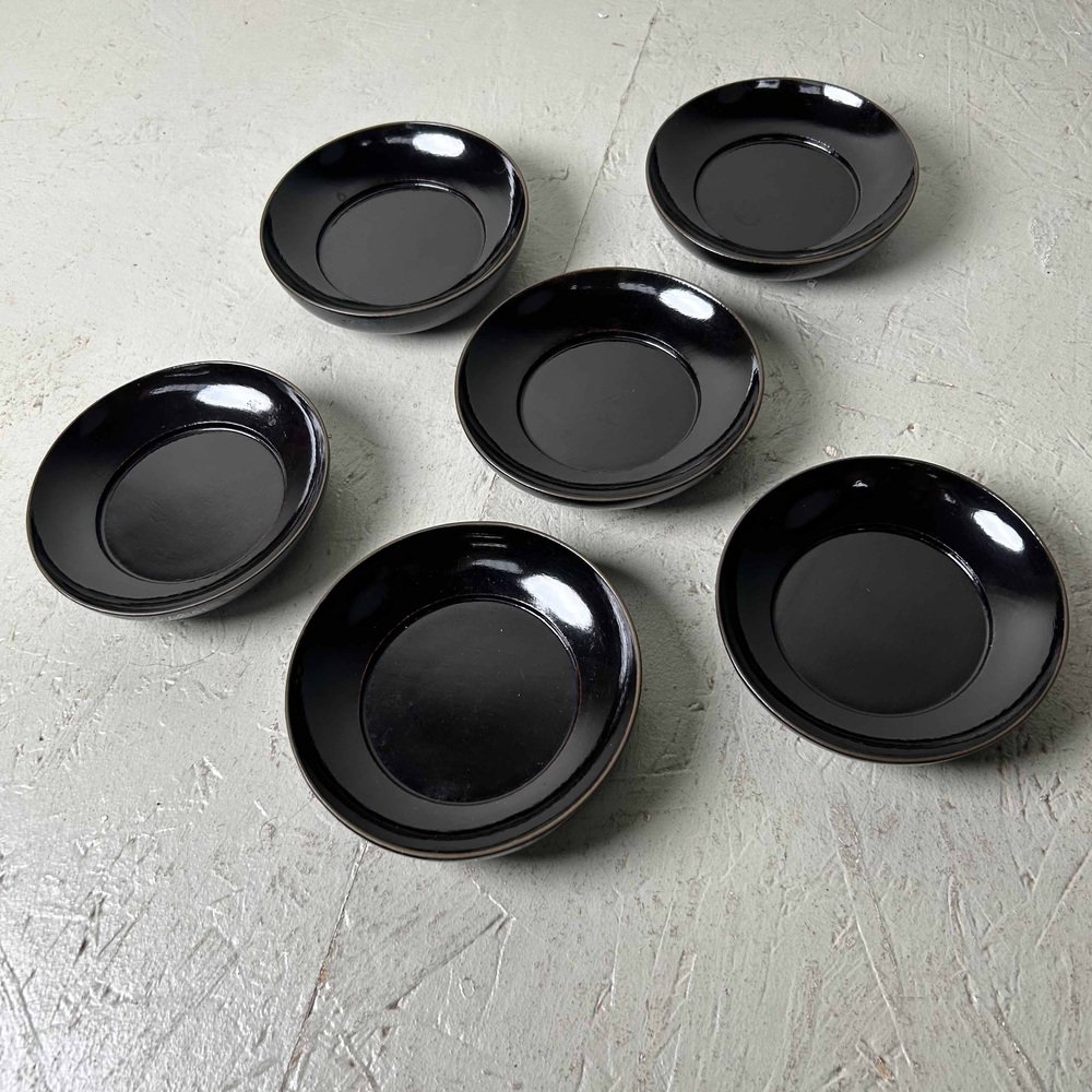 Japanese Meiji Era Utsuwa Plates in Lacquered Wood, 1890s, Set of 6 for ...