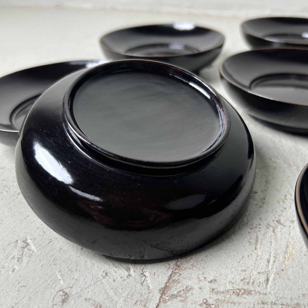 Japanese Meiji Era Utsuwa Plates in Lacquered Wood, 1890s, Set of 6 for ...