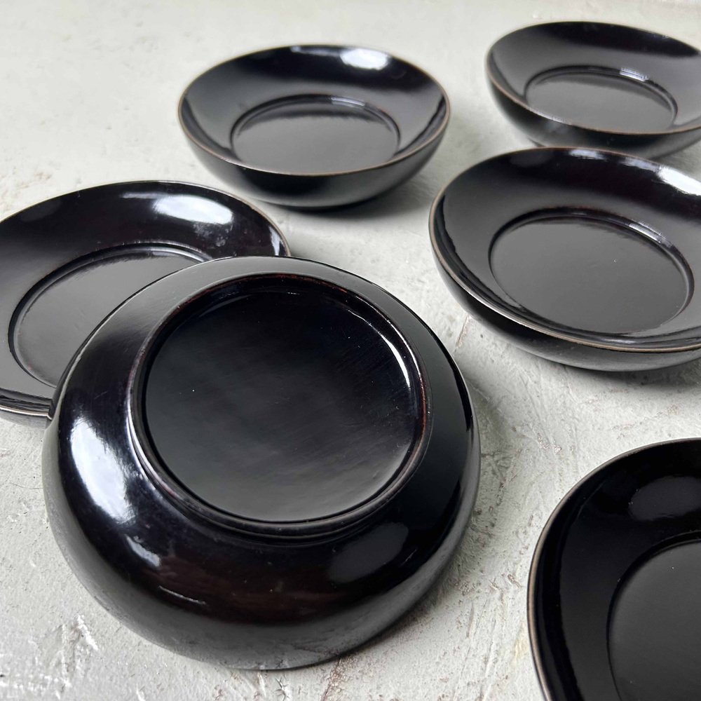 Japanese Meiji Era Utsuwa Plates in Lacquered Wood, 1890s, Set of 6 for ...