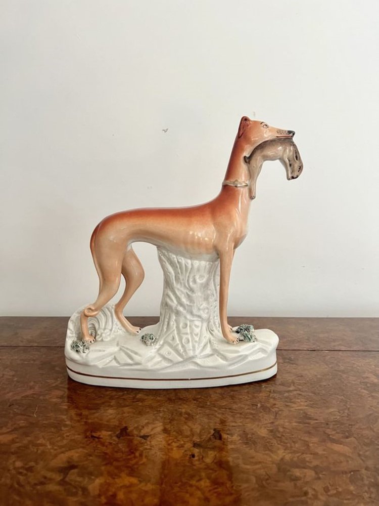 Large Antique Victorian Staffordshire Greyhound, 1880 for sale at Pamono