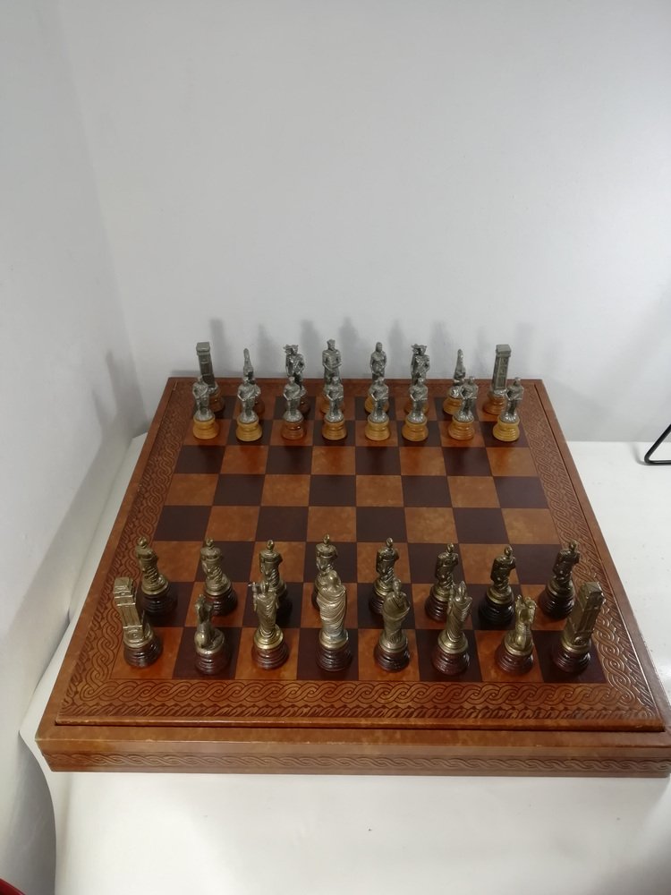 Vintage Leather Checkerboard, 1980s, Set of 33 for sale at Pamono