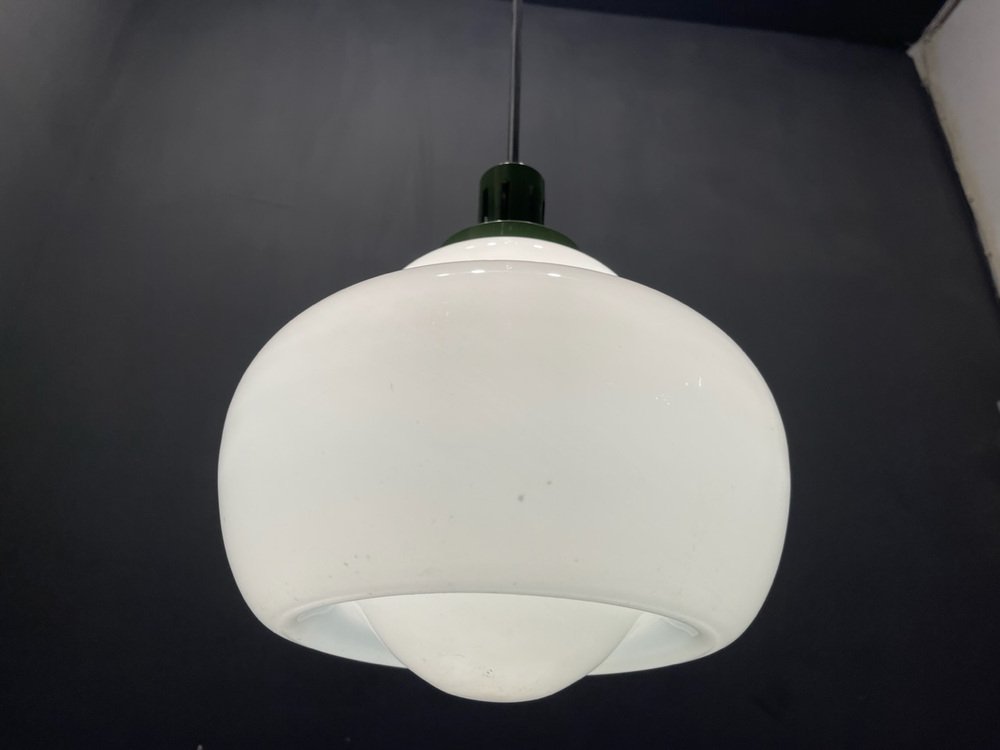 Vintage Italian Opaline Glass Pendant Light, 1950s for sale at Pamono