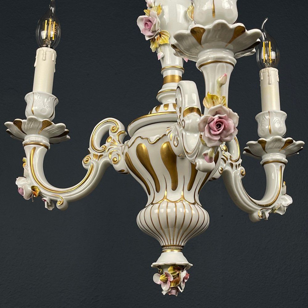 Vintage Capodimonte Porcelain 3-Arm Chandelier, Italy, 1940s for sale ...